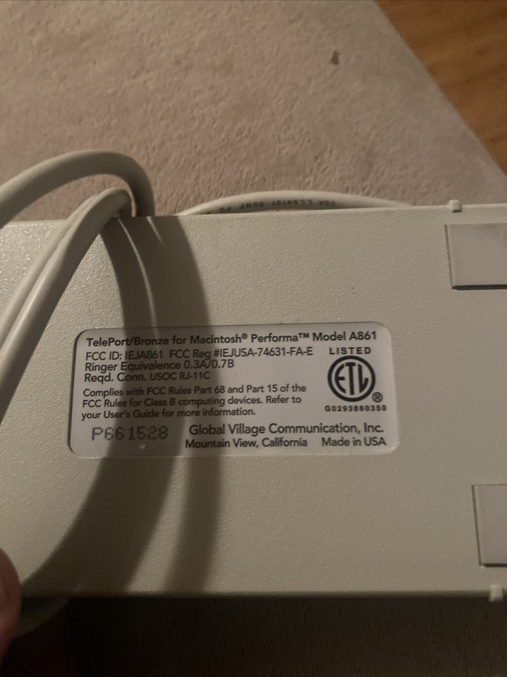 Global Village TelePort Bronze Modem 2400bps Vintage Apple Macintosh ...