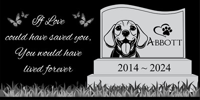 Pet memorial Engraved Marker, headstone Granite gravestone Beagle dog ...