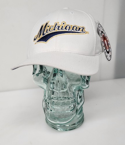 UNIVERSITY OF MICHIGAN WOLVERINES NAVY LOGO WHITE ADJUSTABLE CURVED ...