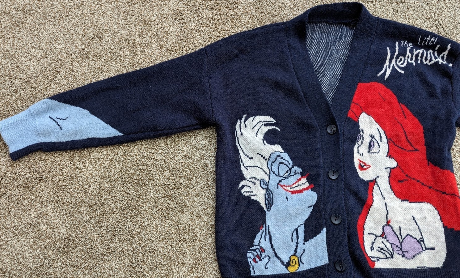 Vintage Little Mermaid Sweater Button Up Cardigan Ari… - Gem