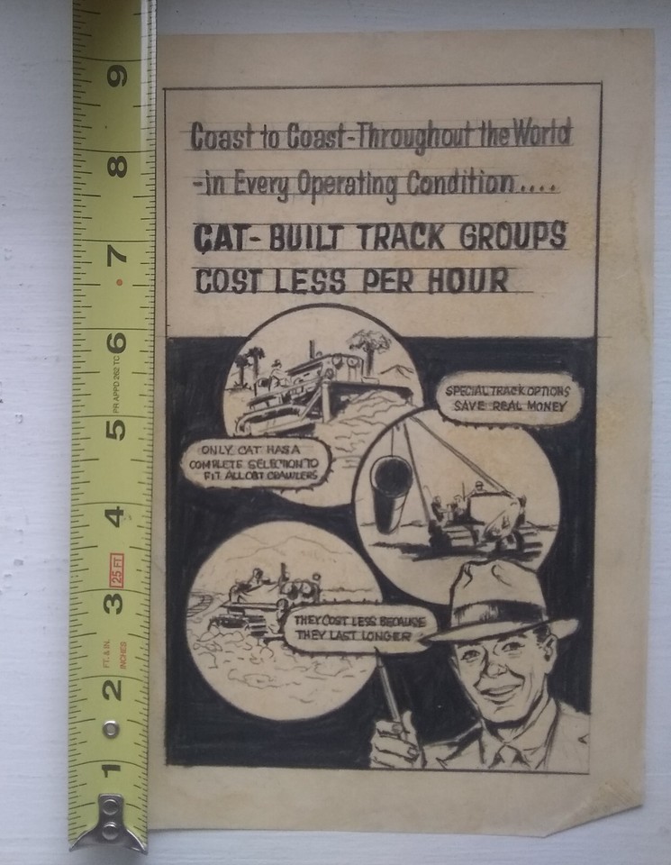 Vintage Caterpillar CAT Built Track Groups Concept Art Drawing Cartoon ...