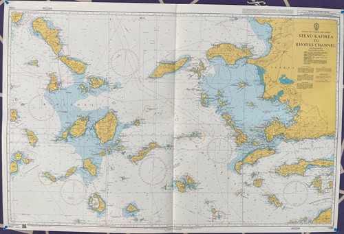 Admiralty 1095 AEGEAN SEA GREECE STENO KAFIREA TO RHODES CHANNEL CHARTS ...