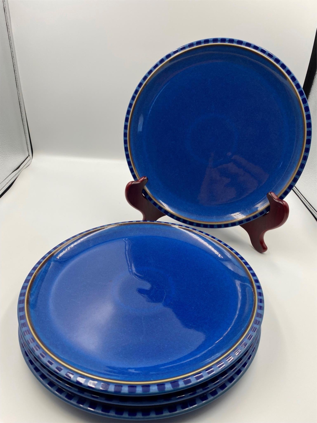 Denby REFLEX Blue China Stoneware England Dinner Plates Set of 4 | eBay