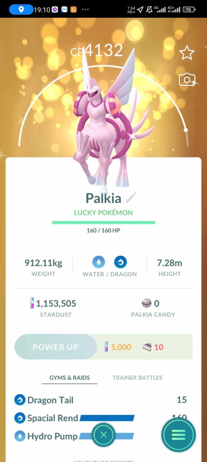 Pokémon G0 -- Shiny Origin Forme Palkia level 50 + 3 moves (skill ...
