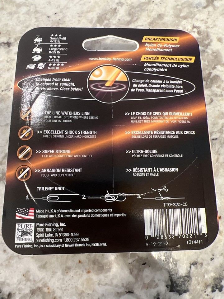 berkley trilene TRANSOPTIC 20lb Monofilament 28632702215| eBay