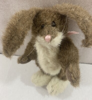 Boyds 8" Bunny Rabbit brown & white jointed plush w/pink bow #1364 ...