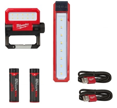 Milwaukee Rover Flood and Pivot Light USB Rechargeable Lighting Combo ...