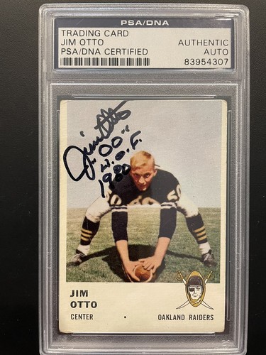 Jim Otto signed 1961 Fleer Rookie Card w/2 Inscriptions Football HOF ...