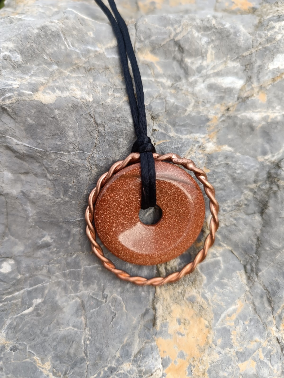 Copper Tensor Ring 1/4 Royal Cubit Gold Sand Stone Pendant Gemstone ...