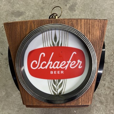 VINTAGE SCHAEFER BEER LIGHT AND ROTATING CLOCK GOOD WORKING ORDER | eBay