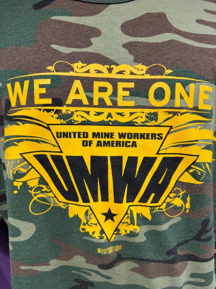 1980s Vintage UMWA United Mine Workers Union Camoflage RARE 50/50 T ...