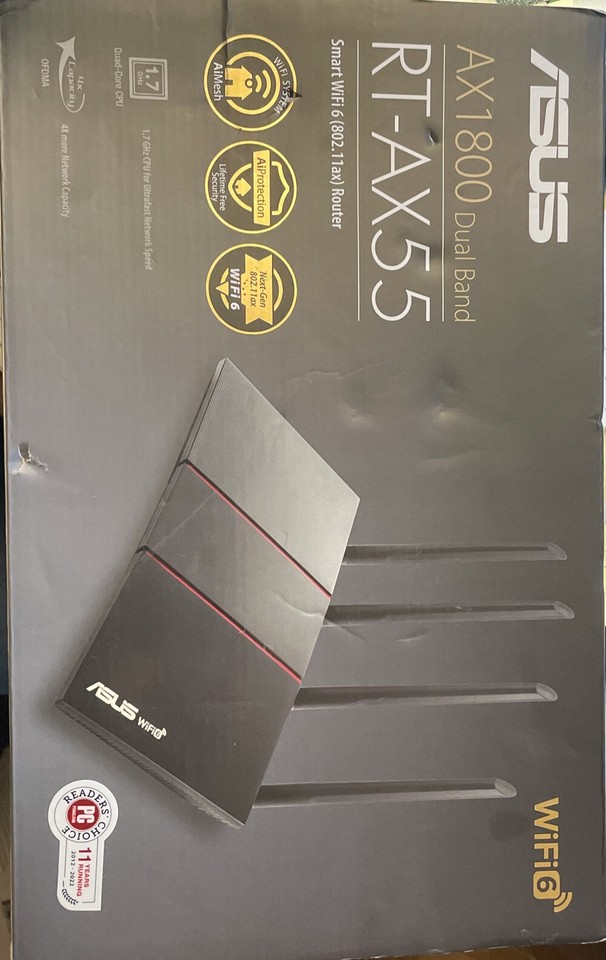 ASUS RT-AX55 AX1800 Dual Band WiFi 6 Gigabit Router, 802.11ax AiMesh ...
