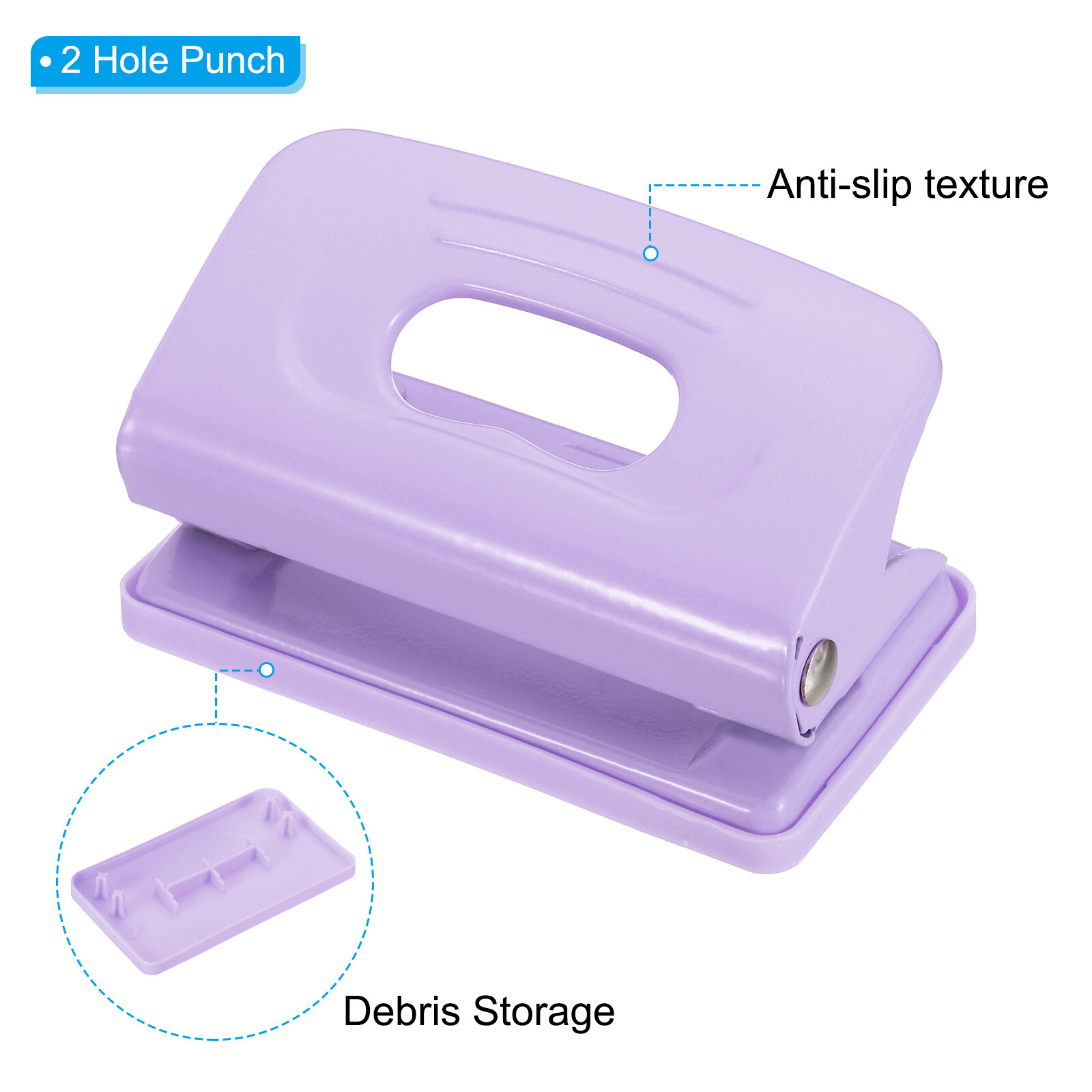 1/4" 2 Hole Paper Punch Metal Hole Puncher 8 Sheet Capacity Hole Punch ...