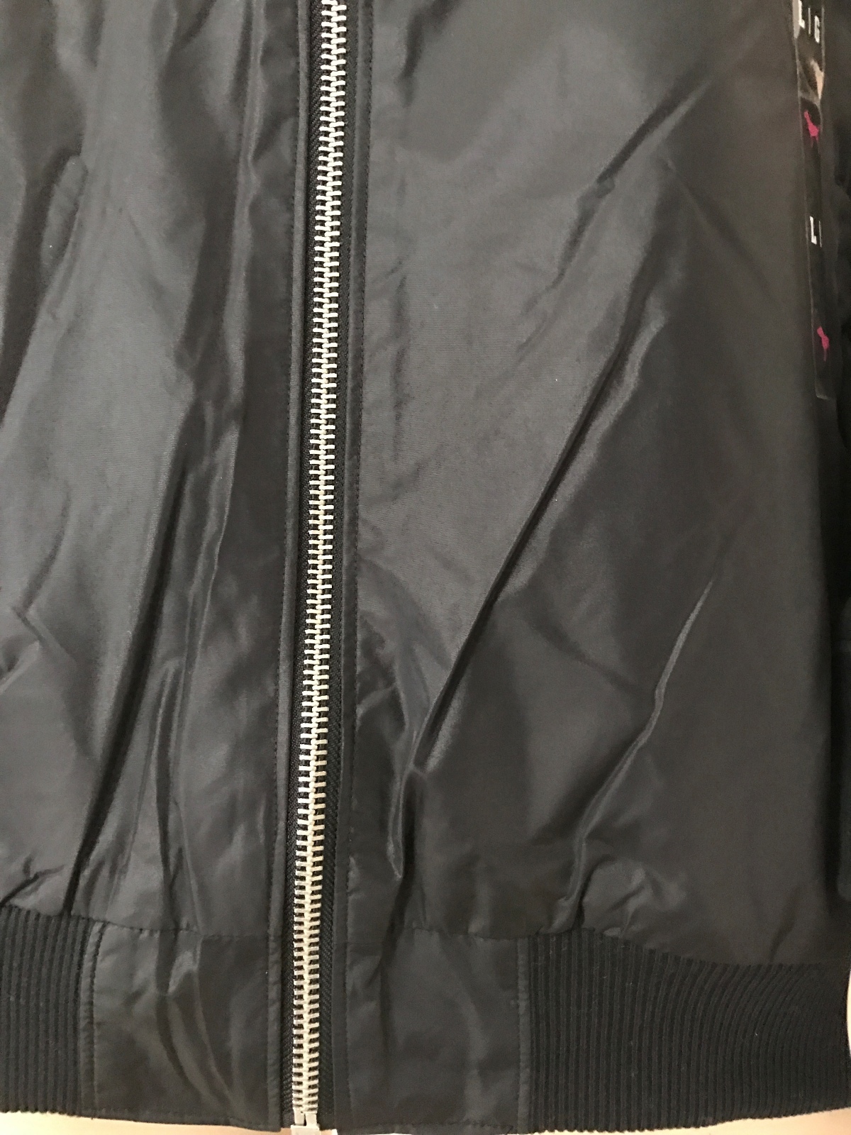 VICTORIA'S SECRET Pink Bomber Jacket Coat BLACK Pink Logo 2016 LARGE SO ...