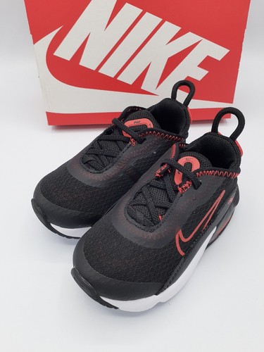 NIKE AIR MAX 2090 (TD) CU2092 004 BOY SHOES SIZE 6C BLACK / RED CHILE ...