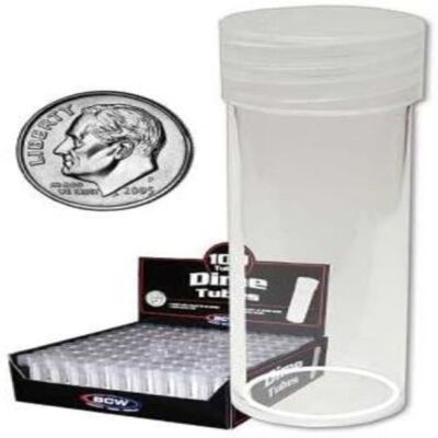 25 Pack Coin Storage Tubes Round Clear Plastic with Screw On Tops for ...