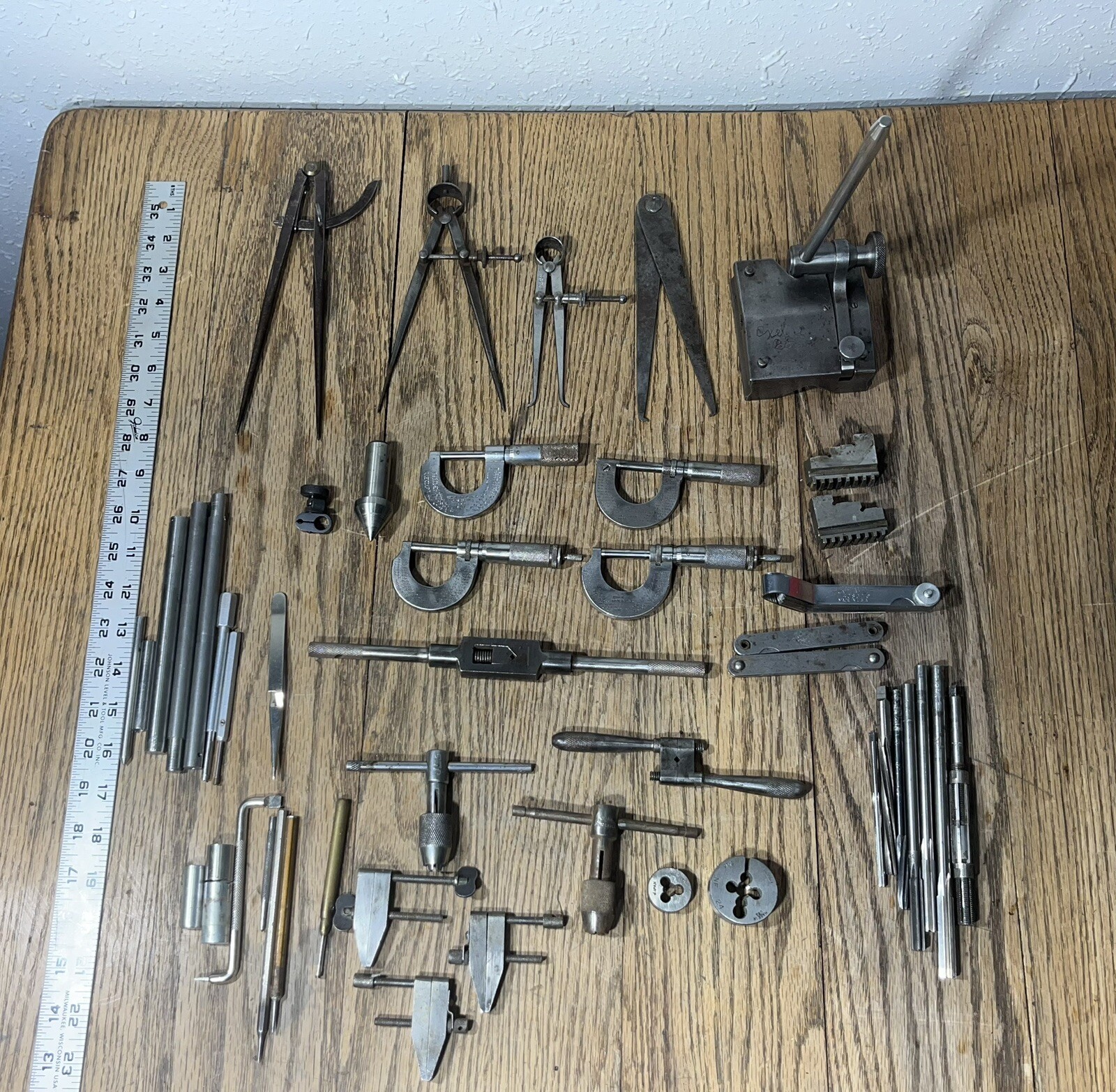 Vintage Machinist Tools Lot Micrometer Calipers Clamps Craftsman Brown ...