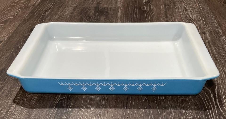 Vintage Pyrex Blue Snowflake Garland Lasagna Dish 9x13 | eBay