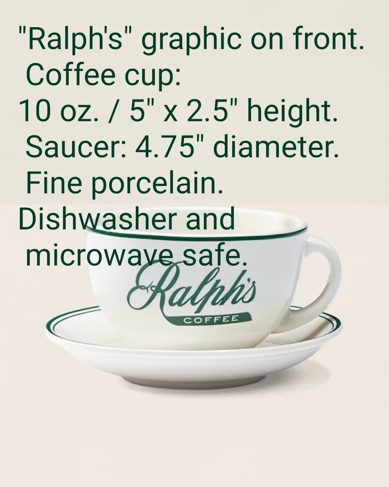 Ralph Lauren Ralph's Coffee Cup and Saucer Latte Cappuccino set of 4 ...