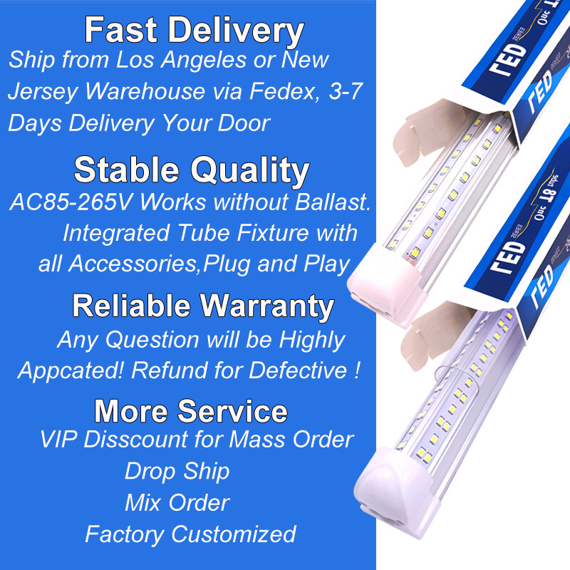 5Ft V-Shape Integrated LED Tube Lights, 48W LED Linkable Shop Lights ...