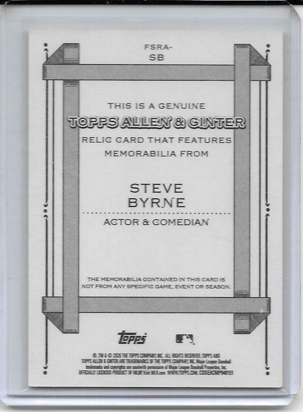 2020 Topps Allen & Ginter STEVE BYRNE(Actor/Comedian) *Cert. Relic Card ...