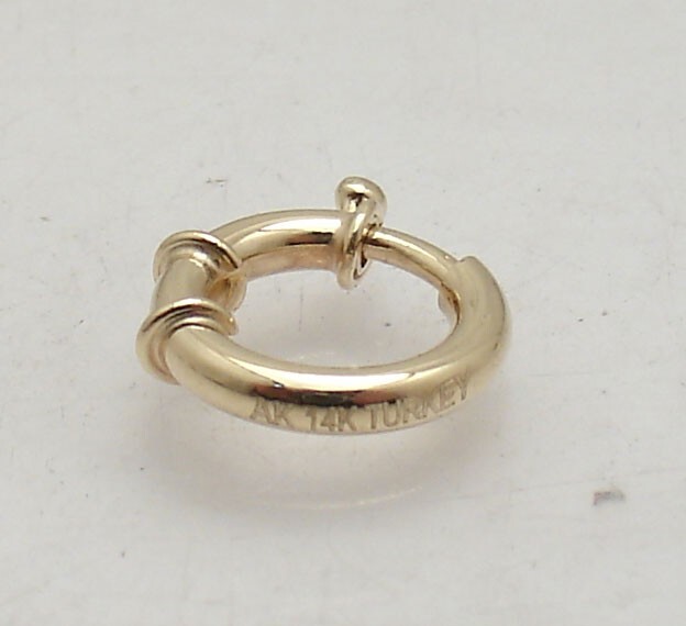 Shiny Spring Ring Senora Clasp Lock Real Solid 14K Yellow Gold 15mm X 3mm | eBay