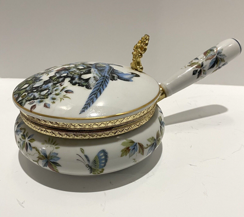 Vintage Andrea By Sadek Silent Butler Pot Porcelain Birds Gold Trim ...