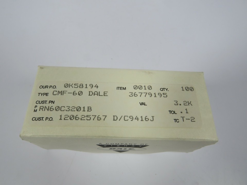 (100) Dale CMF-60 3.2k 1% 1/4w Metal Film Resistors RN60C3201B | eBay