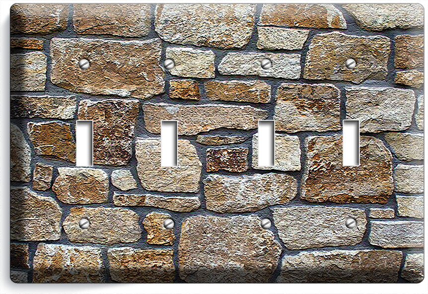 RUSTIC STONE BRICK STYLE LIGHT SWITCH OUTLET WALL PLATE MAN CAVE ROOM ...