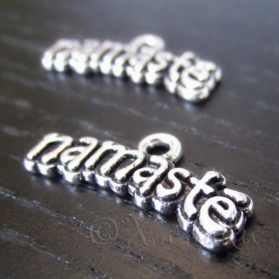 Namaste Charm - 21mm Antiqued Silver Plated Yoga Pendants C5814 - 5, 10 ...
