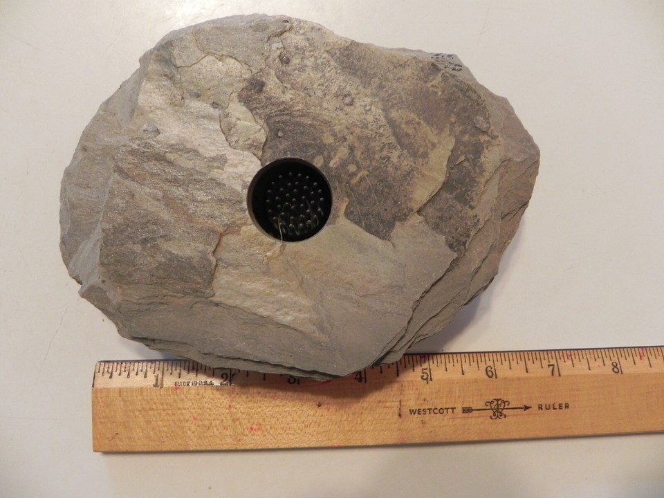 VTG SMALL IKEBANA NATURAL SLATE ORGANIC STONE VASE W/FLOWER FROG | eBay