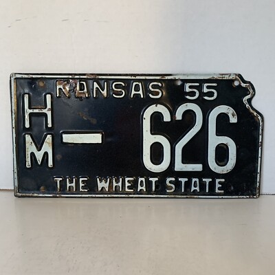 1955 Kansas License Plate 626 Hamilton County HM Collector Man Cave ...