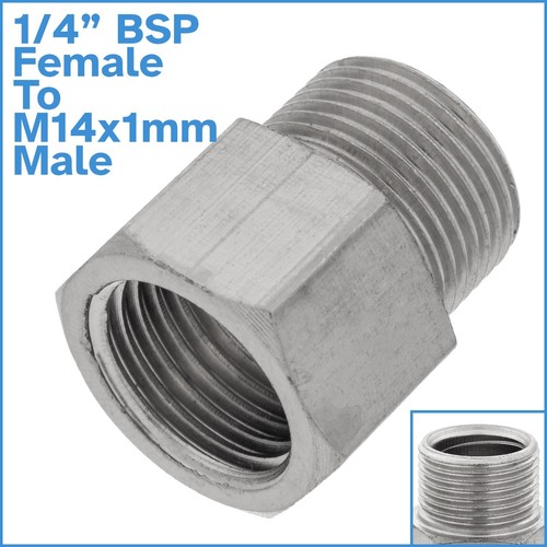1/4" BSP Female To M14 x 1mm Male Pipe Reducer Fine Thread Nickel ...