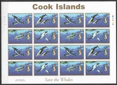 UU0939 IMPERFORATE COOK ISLANDS MARINE LIFE SAVE WHALES MICHEL 320 EURO ...
