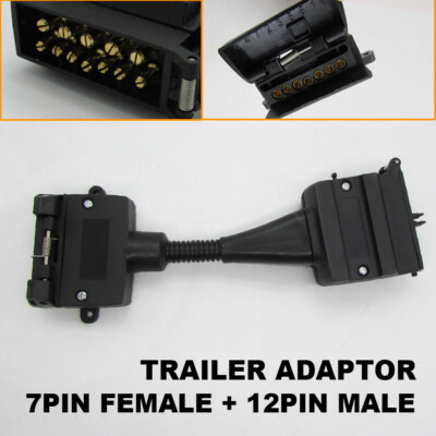 12 PIN TO 7 PIN FLAT SOCKET PLUG TRAILER WIRING ADAPTOR CARAVAN ...