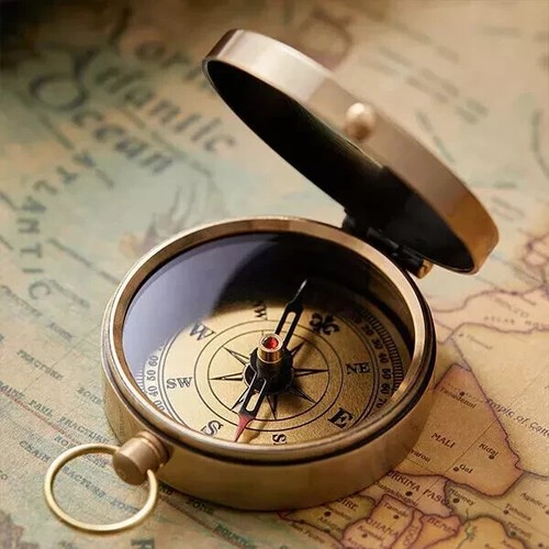 Antique Vintage Brass Pocket Compass Brass Nautical Compass Marine ...
