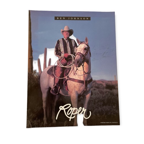 Vtg Ben Johnson Roper Ad Photograph Autographed Signed Cowboy Rodeo ...