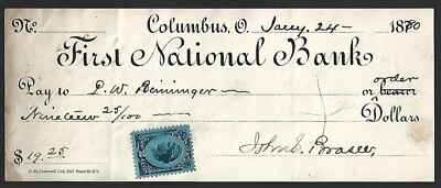 First National Bank, Columbus O 1880 check | eBay