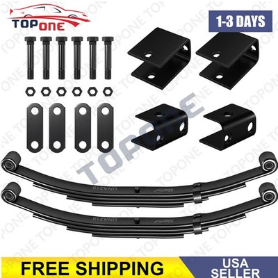 For 3500lbs Single Trailer Axle 4 Leaf Double Eye Leaf Springs + Hanger ...