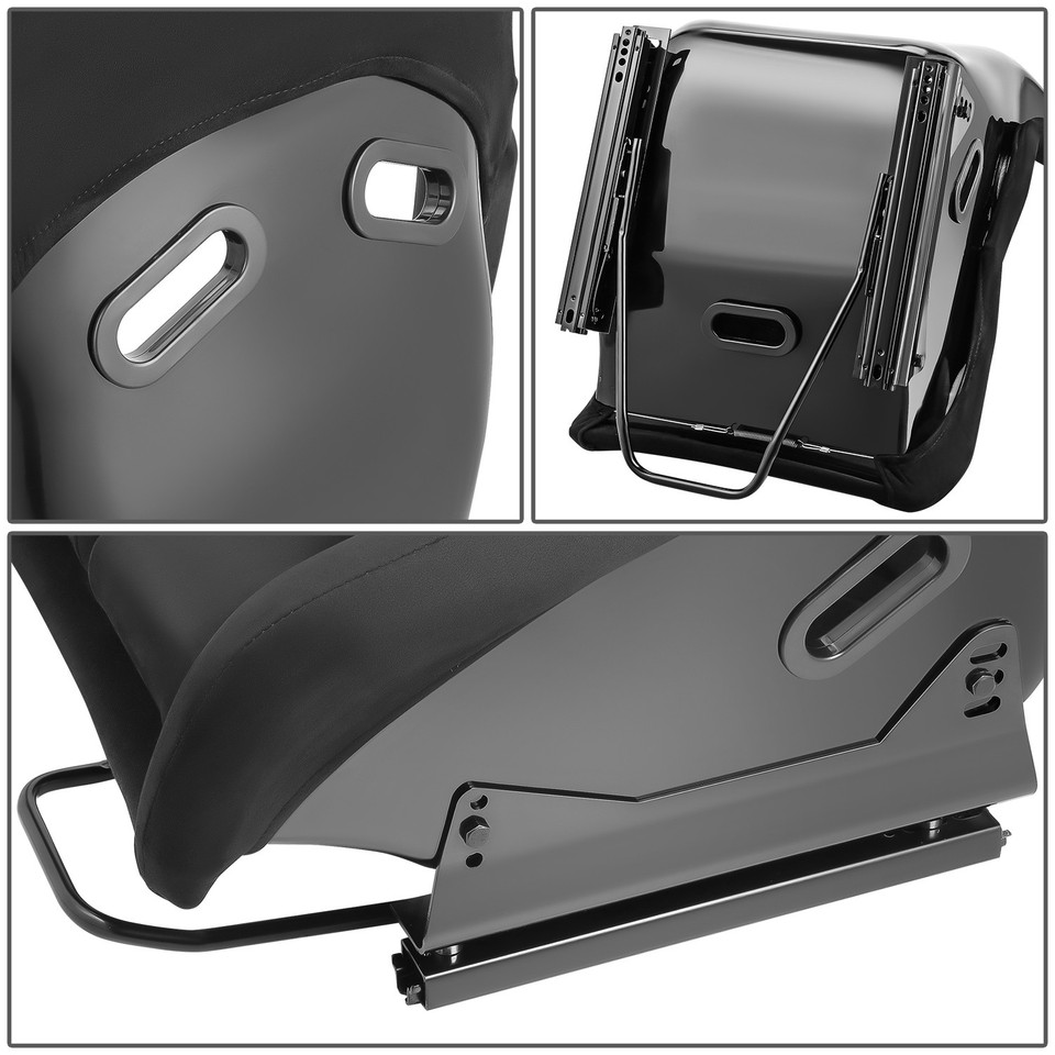 Universal Suede Leather Racing Bucket Seat Fixed Position w/ Side ...