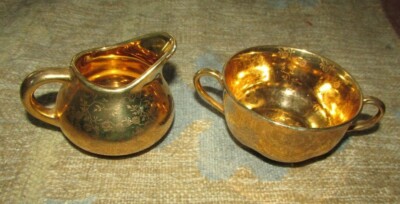 VINTAGE BEAUTIFUL 22KT GOLD CREAMER & SUGAR | eBay
