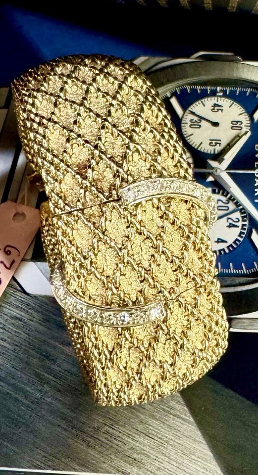 GENEVE WATCH DIAMONDS 0.55CTW 14K GOLD BRACELET W/ CONCEALED DIAL RARE ...