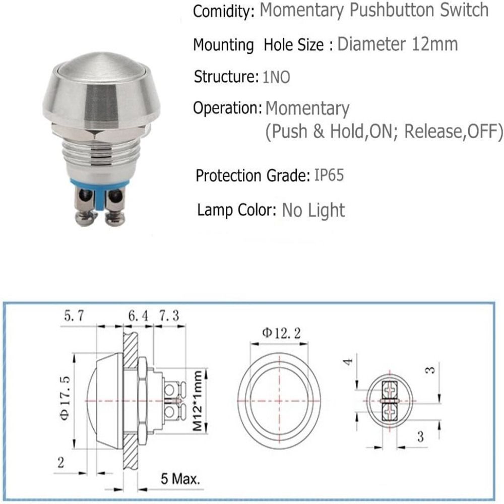 1NO SPST Push Button Switch Momentary Easy to install | eBay