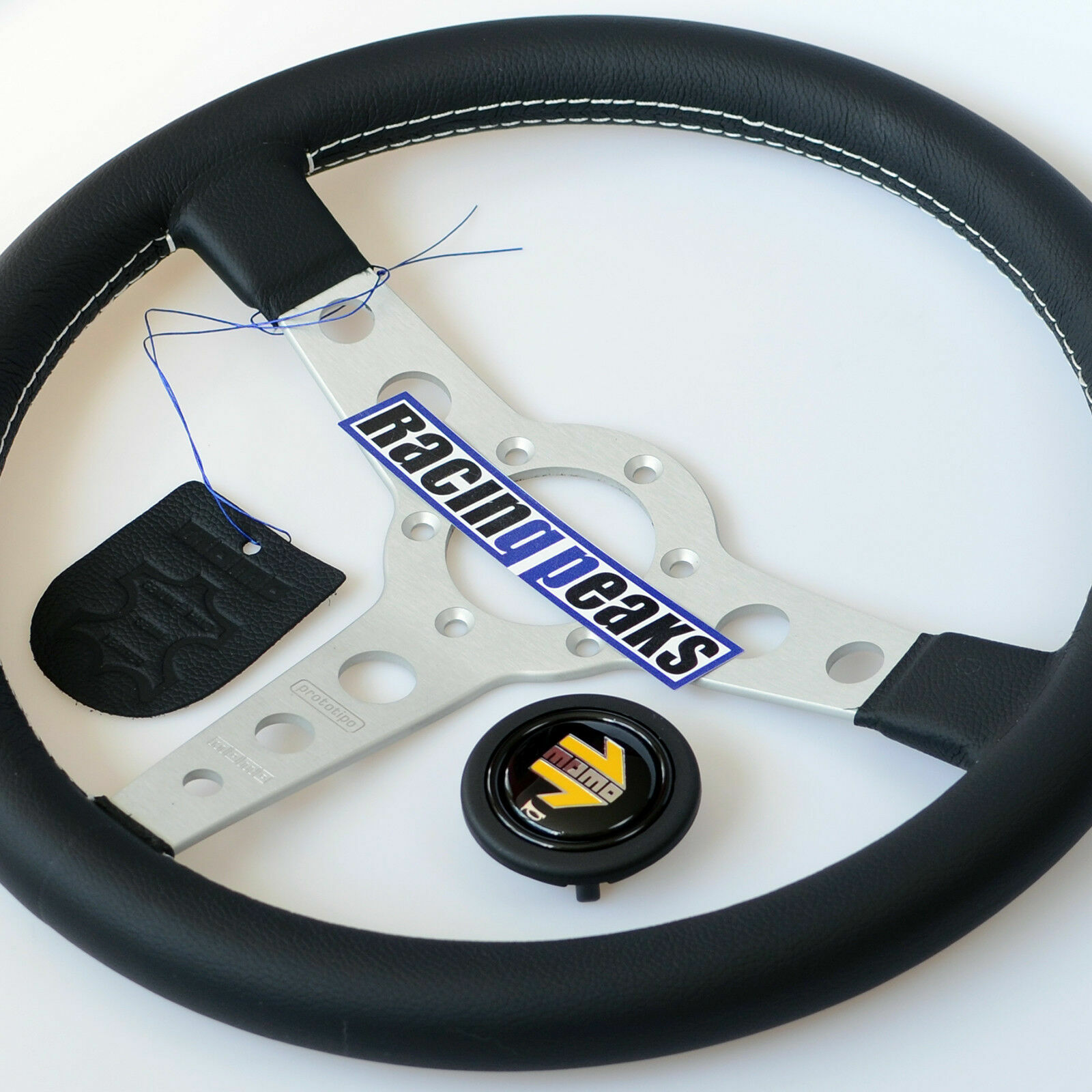 MOMO Prototipo leather steering wheel 350mm SILVER race sport ...