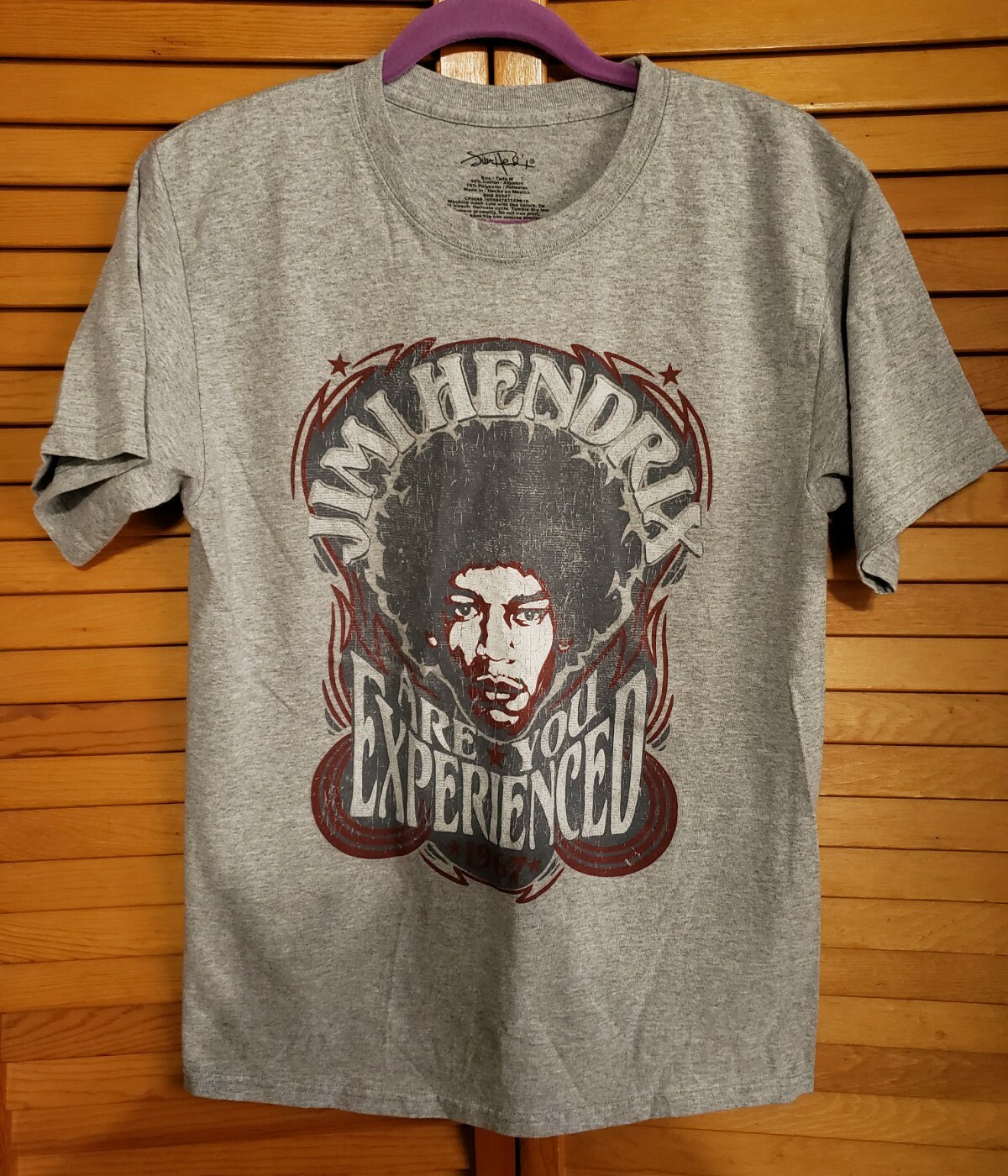 Mens Jimi Hendrix Are You Experienced Gray Graphic T-… - Gem