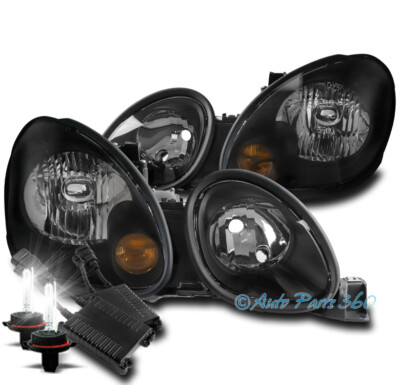 FOR 98-05 LEXUS GS300 GS400 GS430 HEADLIGHTS HEADLAMPS BLACK W/50W 6K ...