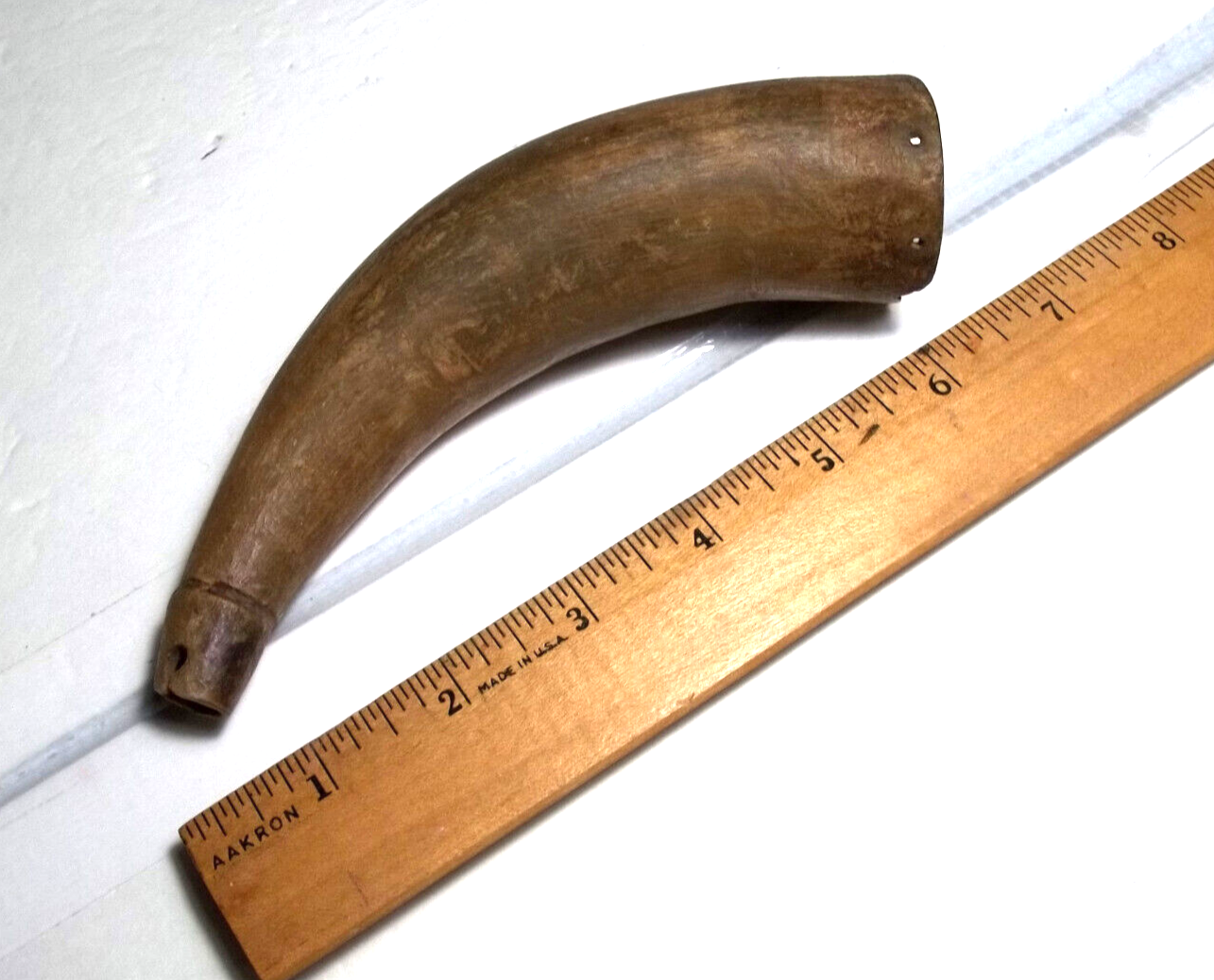ANTIQUE OLD SMALL (6") BLACK POWDER HORN MUZZLE LOADER RIFLE | eBay