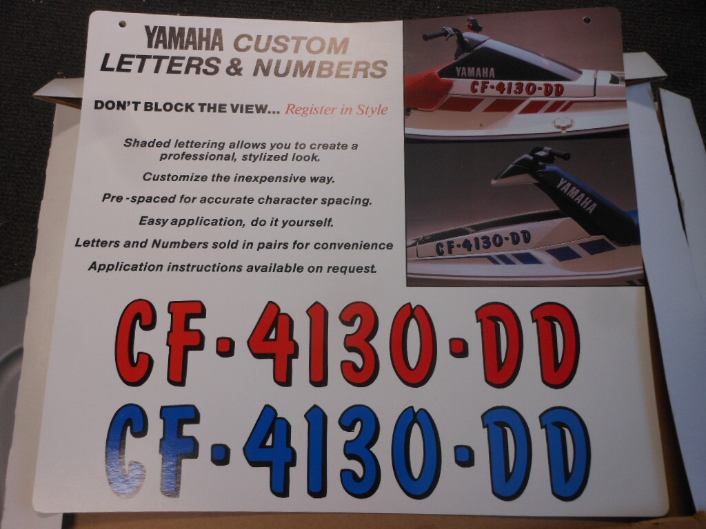 NOS Yamaha OEM WaveRunner Registration Letters Numbers Dealer Display ...