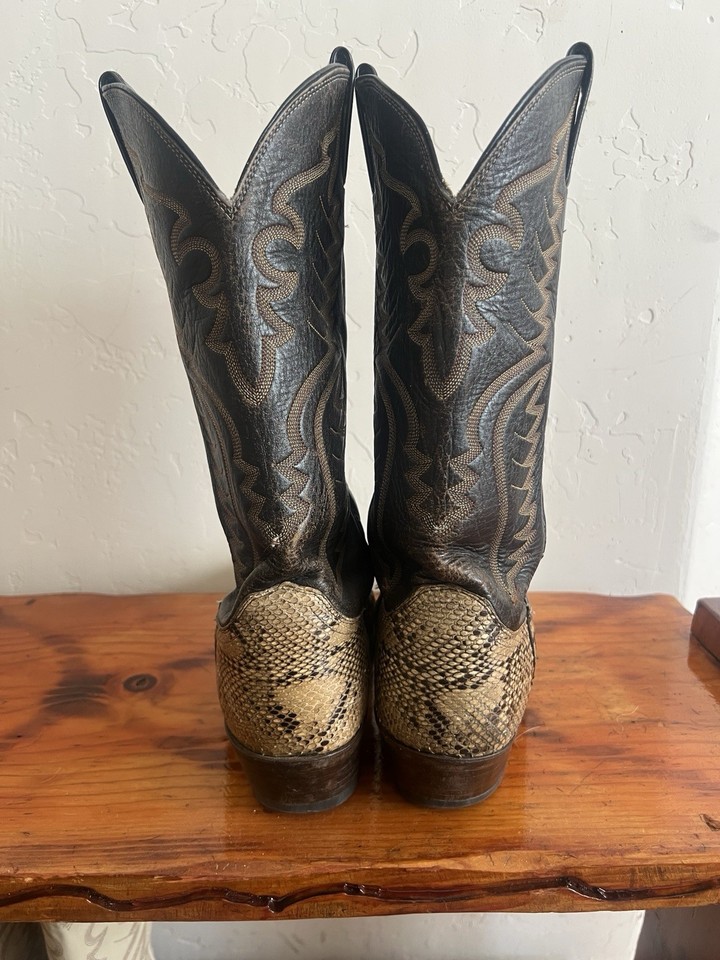 JUSTIN Boots Men's Size 9.5 D Python Snakeskin Cowboy Western Vintage ...