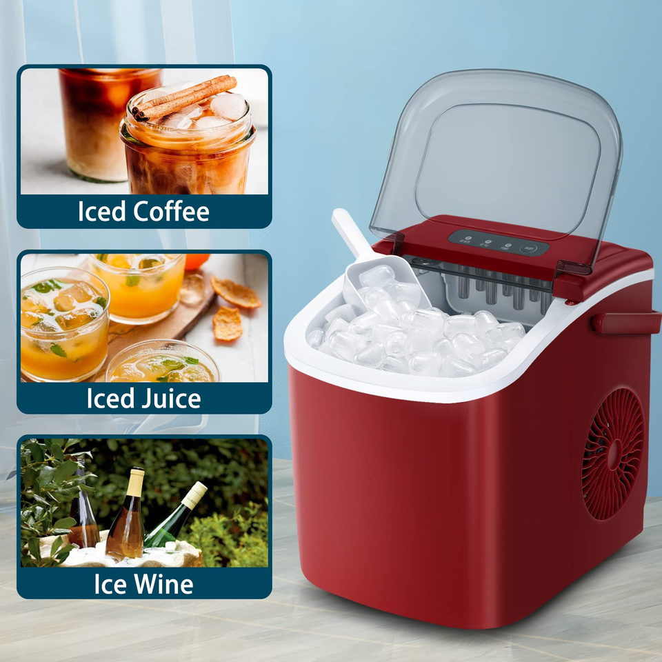 YUKOOL Desktop Ice Maker, Portable, 9pcs/6-13min, 26lbs/24H, Self ...